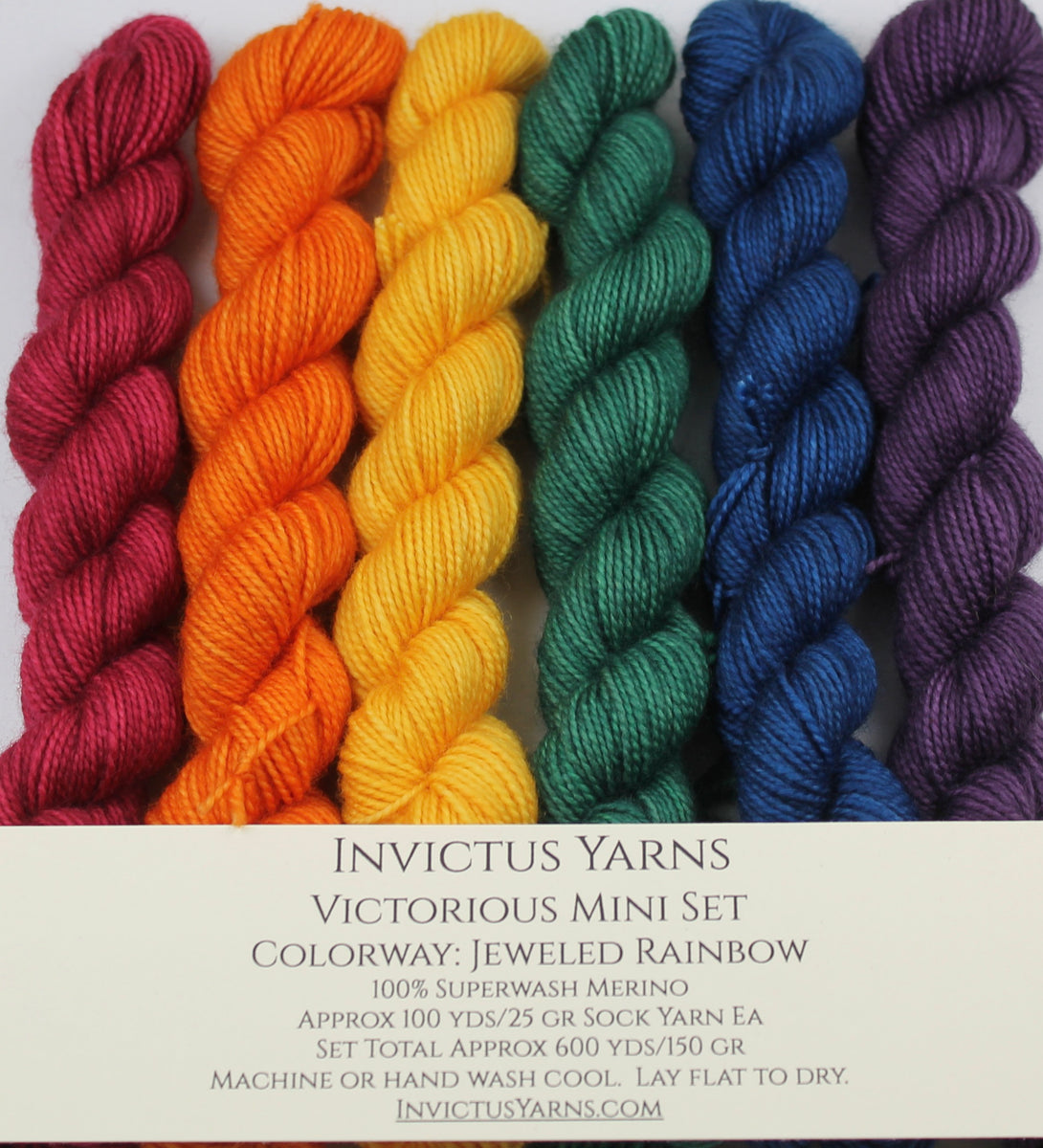 Jeweled Rainbow Victorious Mini Kit fingering weight yarn – Invictus Yarns