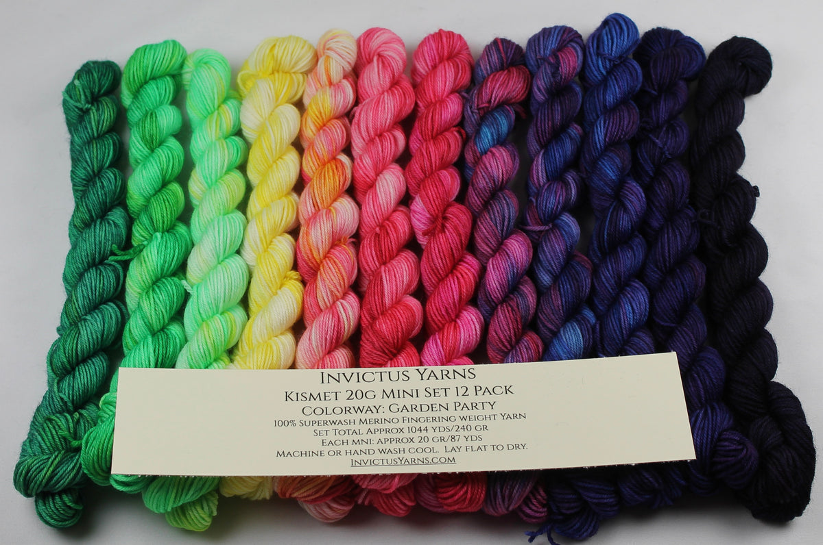 Garden Party 12 pack Mini Skein Set Kismet Fingering Weight Yarn ...